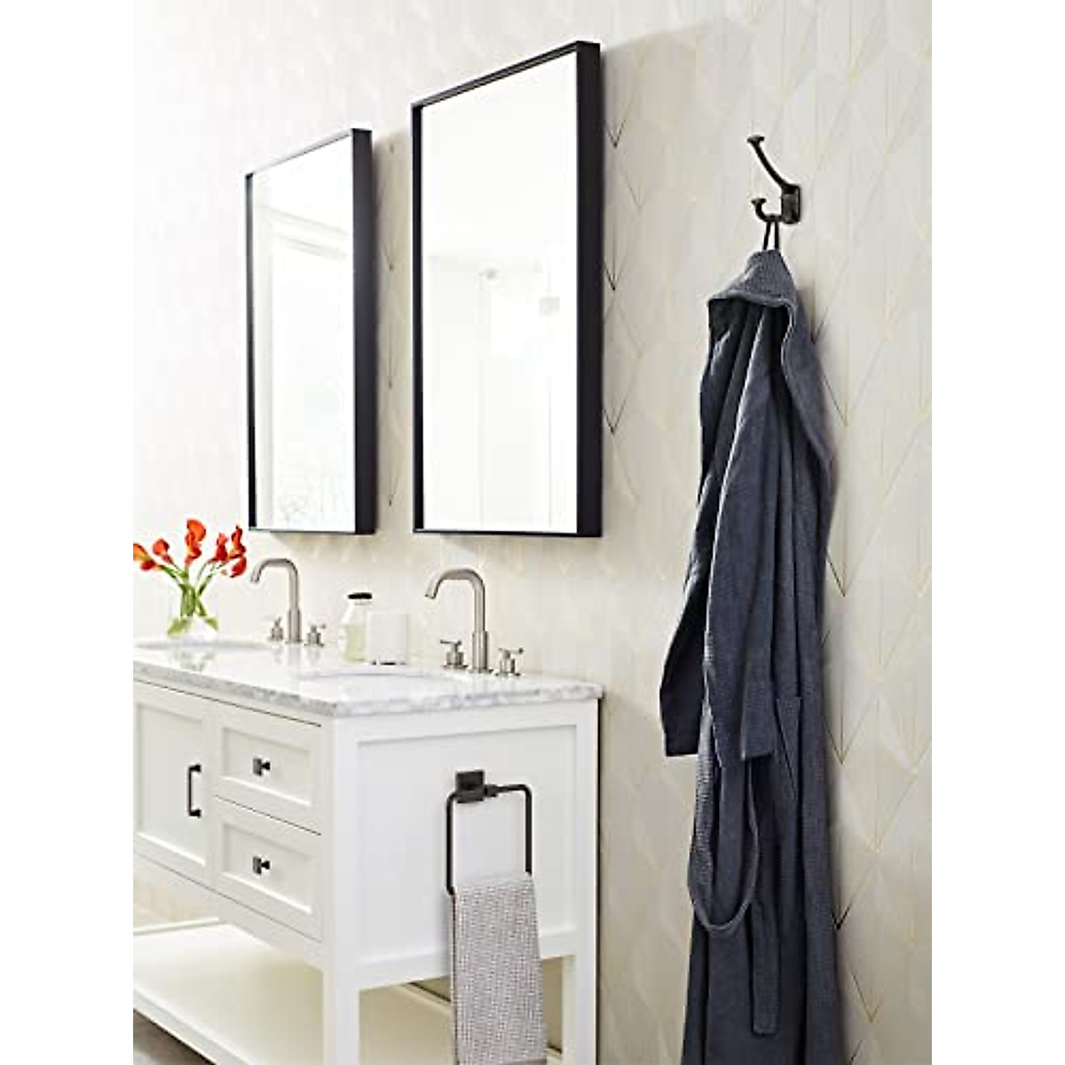 Amerock H37004ORB | Vicinity Triple Prong Decorative Wall Hook | Oil Rubbed Bronze Hook for Coats, Hats, Backpacks, Bags | Hooks for Bathroom, Bedroom, Closet, Entryway, Laundry Room, Office