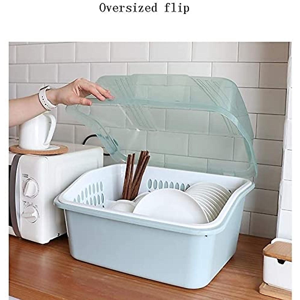 Plate Rack Draining Dish Rack Dish Storage Box Kitchen Drain Dish Rack Put Bowl Household With Lid Plastic Cabinet Rack for Kitchen Pan Plate Holder (Color : Pink)