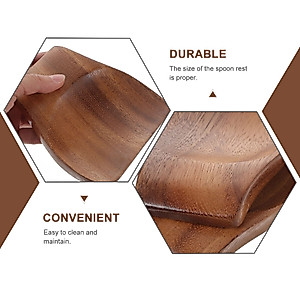 Zerodeko 2Pcs Wooden Spoon Rest, Scoop Holder for Kitchen Counter, Reusable Utensil Holder Kitchen Gadget Stovetop Spoon Rest for Coffee Spoon, Tea Spoon, Spatula, Tongs