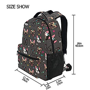 ALAZA Cute Pug Dog French Bulldog Unicorn Large Backpack Personalized Laptop iPad Tablet Travel School Bag with Multiple Pockets