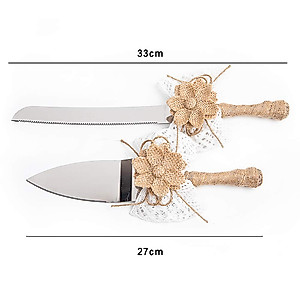 senover Rustic Wedding Cake Serving Set, Pizza Pie Cake Knife and Server Set for Custom Wedding Gift Parties Birthdays Anniversaries Supplies