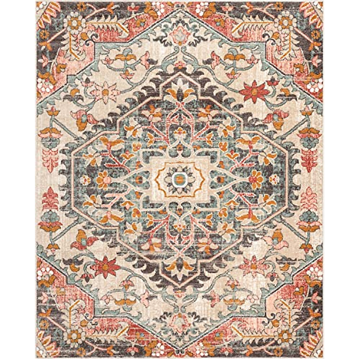 Well Woven Mystic Gwendolyn Blush Bohemian Floral 3'11" x 5'3" Distressed Area Rug