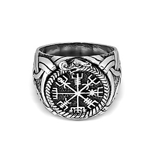 WithLoveSilver 925 Sterling Silver Celtic Talisman Vegvisir Viking Compass Protection Ring (9)