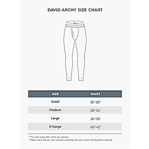 DAVID ARCHY Men's Soft Thermal Underwear Rayon-Acrylic Blend Fiber Thermal Bottoms Warm Base Layers Pants (L, Dark Gray/DA Blue)