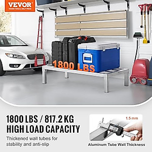 VEVOR Aluminum Dunnage Rack, 36” x 20” Commercial Food Floor Rack, 8” Off The Floor, 1800 lbs Capacity All-Welded Aluminum Storage Rack, for Storage in Restaurants, Kitchens, Garages and Vehicles