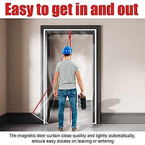 Preboun 3 Sets Dust Barrier Magnetic Dust Barrier Door Kit 4' x 7.5' Construction Dust Barrier Plastic Barrier for Construction Self Closing Plastic Door Curtain for Doorways Room (Red)