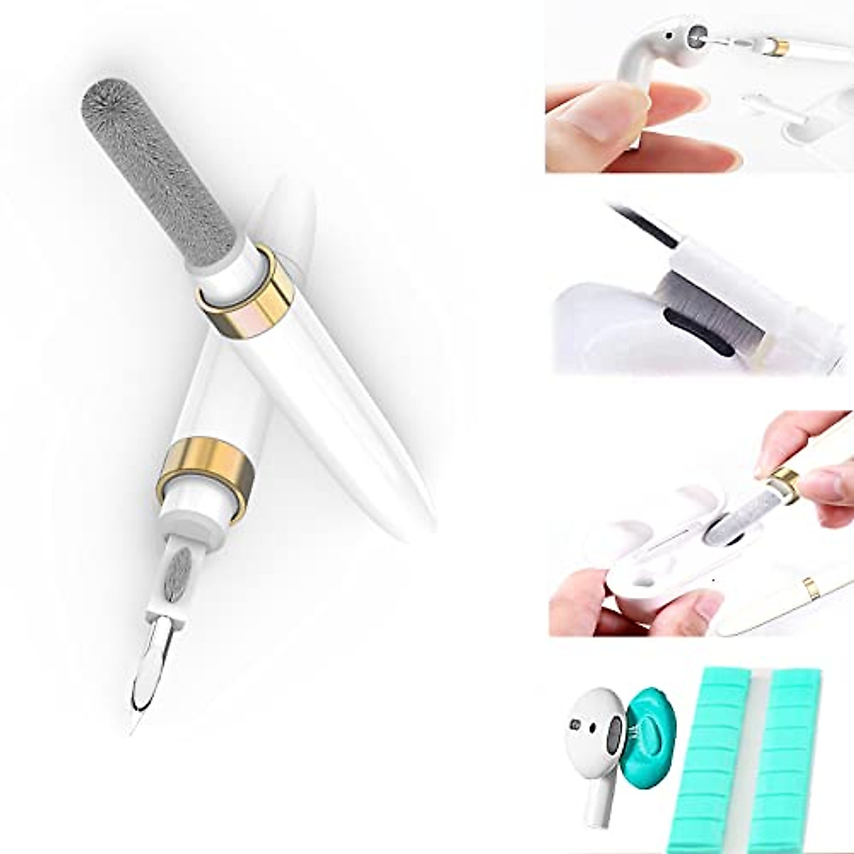 Airpod Cleaner Kit with Airpod Cleaning Putty Multi-Function Bluetooth Earbuds Cleaning Pen 4 in 1 Earbud Cleaning Kit with Soft Brush for Earpods Headset Phone Charging Port Laptop iPhone