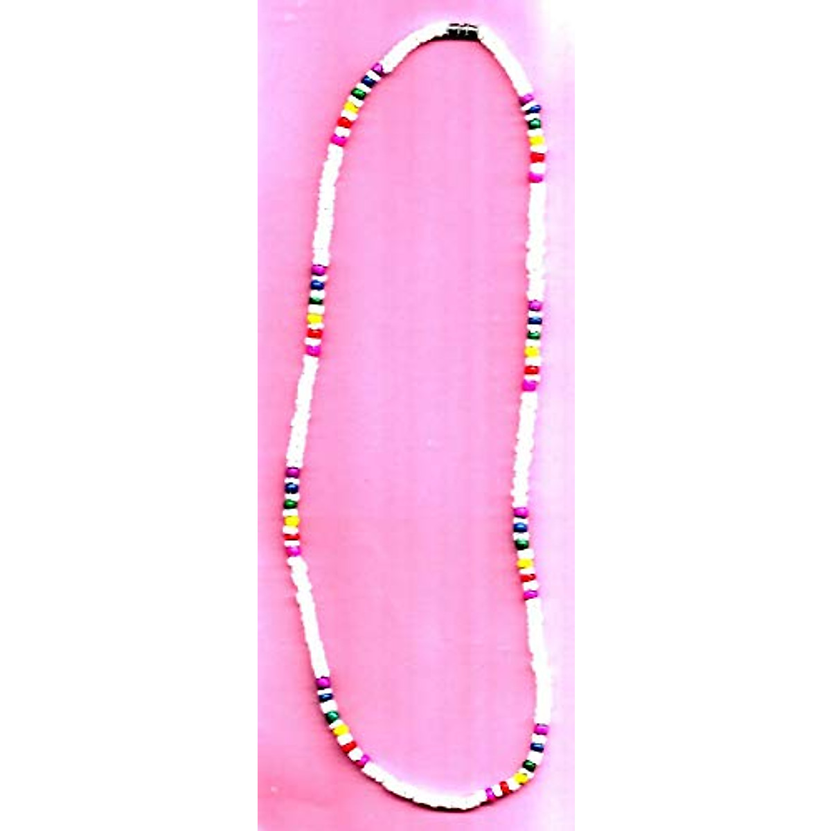 18 INCH WHITE CLAM SHELL WITH RAINBOW SHELL CHOKER NECKLACE MULITY COLOR BEAD