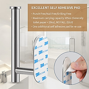 LAYUKI Toilet Paper Holder,Brushed Nickel,Wall Mount, Upgraded Adhesive Toilet Roll Holder,no Drilling,Bathroom/Rv/Washroom,SUS 304 Stainless Steel,Rustproof (Brushed Nickel, 1 Piece)