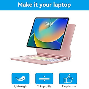iPad Air 11-inch Generation Keyboard Case Smart Magnetic Folio Keyboard Cover with 7 colors Backlit Multi-Touch Trackpad, for (M2) 2024 / iPad Pro 11 inch (4th/3rd/2nd/1st Gen) / iPad Air 5th 4th Gen