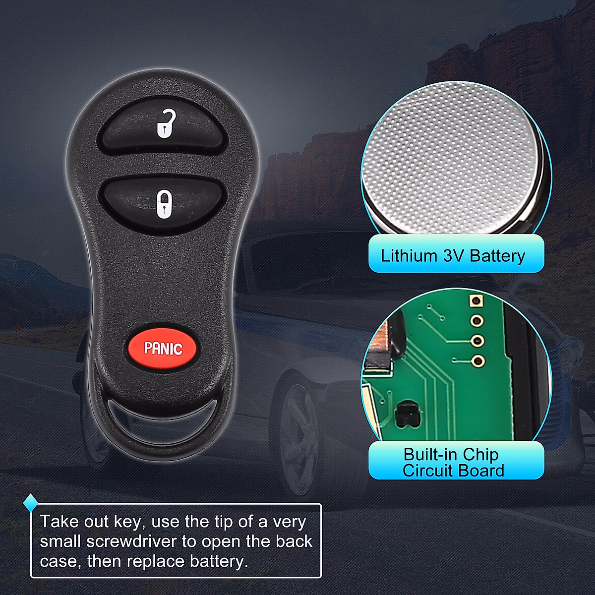 X AUTOHAUX 2pcs GQ43VT17T 315MHz Replacement Keyless Entry Remote Car Key Fob for Dodge for Ram 1500 2500 3500 Pickup 2001-2005 for Dodge Caravan 1999-2003 3 Buttons