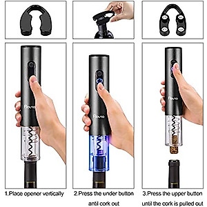 Electric Wine Opener - Flauno Automatic Wine Bottle Opener, Electric Corkscrew Wine Opener with Foil Cutter, Vacuum Wine Stopper, Wine Aerator Pourer, Ideal Wine Gift Set, Rechargeable