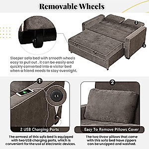 ERYE 3-in-1 Upholstered Futon Sofa Loveseat Convertible Sleeper Couch Bed,2-Seaters Sofa & Couch Soft Cushions Love Seat Daybed for Small Space Living Room Sets