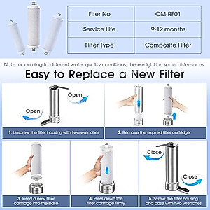 OEMIRY Countertop Water Filter System, NSF/ANSI 42 Certified, Stainless Steel 8000 Gallons Faucet Water Filter, Reduces 99.99% Lead, Chlorine, Heavy Metals, Bad Taste & Odor (1 Filter Included)