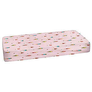Ice Cream Fitted Crib Sheet,Pastel Pink Striped Backdrop with Hearts Different Toppings on Sticks and Cones Microfiber Silky Soft Toddler Mattress Sheet Fitted,28"x 52"x 8'',Baby Sheet for Boys Girls