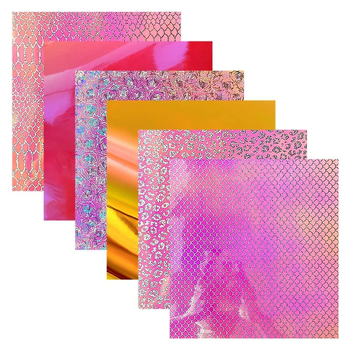 Primst Self Adhesive Holographic Permanent Vinyl Roll,12" X 10", 6 Vinyl Sheets Craft Vinyl for Cricut,Decal,Signs,Stickers