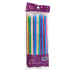 LaMi 75 Super Flex Straws, Plastic Assorted Colors