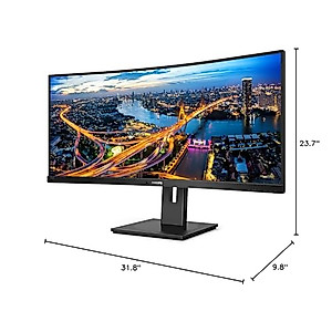 Philips 346B1C UltraWide 34" Curved Monitor, UltraWide QHD 2K, USB-C and built-in KVM switch, 119% sRGB, USB-PD 90W, Height Adjustable, PowerSensor , 4Yr Advance Replacement Warranty