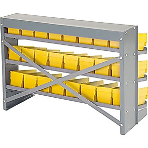 Global Industrial 3 Shelf Bench Rack, (24) 4" W Yellow Bins, 33x12x21
