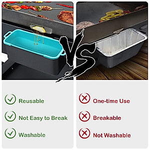 CANIPHA 2Pcs Silicone Grease Cup Liners for Blackstone 17/22/28/30/36 Inch Griddle, Foldable Catcher Tray Liner, Reusable Drip Pan for Black Stone Trays Gate, Griddle Accessories(Blue, Red)