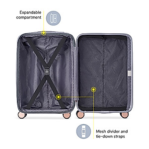 Delsey Paris Alexis Hardside 3-Piece Set, Expandable Luggage with 4 Spinner Wheels, Lightweight Suitcase, 21" Carry-On, 25" Checked Medium, 29" Checked Large, Silver/Rose Gold