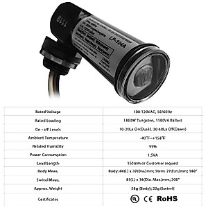 GBAYSA 1 Pack Outdoor Photoelectric Sensor,Dusk to Dawn Swivel Mount Conduit Lighting Control with Photocell,Automatic Adjustable Photo Sensor Switch for Indoor and Outdoor Light