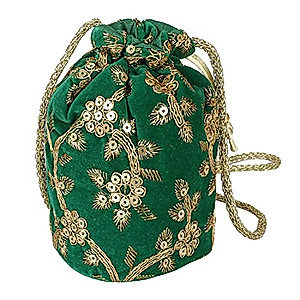LONGING TO BUY Indian Velvet Potli (Pack of 6 Potli Bag in assorted colors), Jwelery Pouch, Coins Pouch, Small
