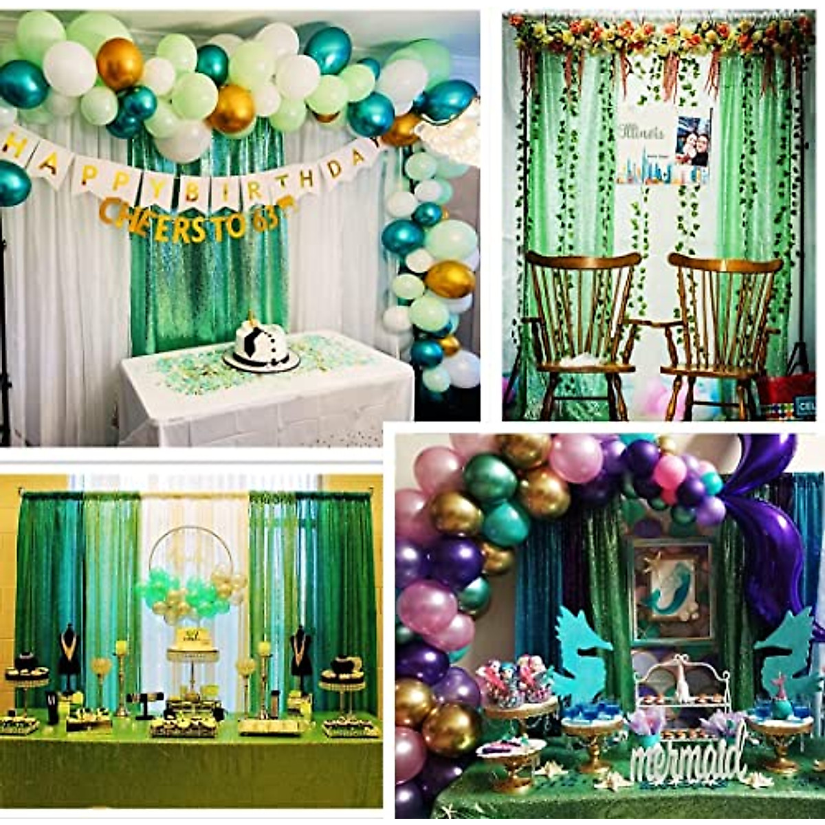 Green Sequin Backdrop Curtain, 2 Panels Mint Green Sequin Backdrop, 2FTx8FT Sequin Curtains for Party Wedding Sequence Backdrop