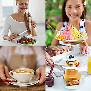 40 Pcs Wooden Handle Silverware Cutlery Set Walnut Handle 18/8 (304) Stainless Steel Cutlery Set Wooden Handle Knife Fork Spoon Reusable Utensils Serves for 8 (Mahogany Color)