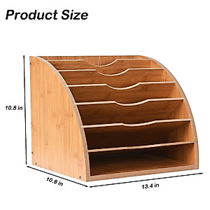 Office File Organizer for Desk, 7 Tiers Letter Mail Paper Sorter, Desktop Document File Holder with Adjustable Shelves, DIY Compartments Mail Letter Tray Notebook Storage Rack