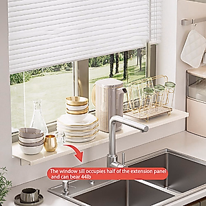 Vilemoon Carbon Steel Window Sill Extender Plate, Storage Shelf, Window Plant Shelves, Countertop Extension Board with Magnetic Base for Kitchen Organization Storage (40x15cm/15.8x5.9in)