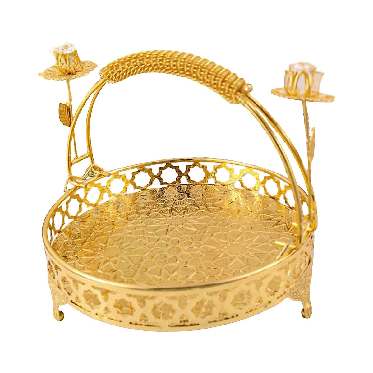 Generic European Style Serving Tray Dried Food Tray Organizer Wedding Gift Cupcake Dessert Party Display Fruit Tray, Aureate Small