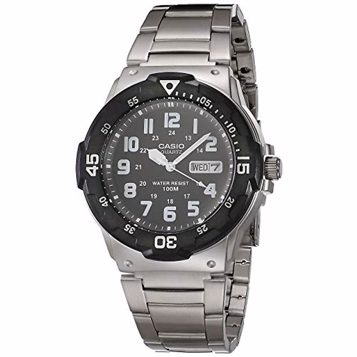 Casio Men's Diver Style Quartz Watch with Stainless Steel Strap, Silver, 23.8 (Model: MRW-200HD-1BVCF)