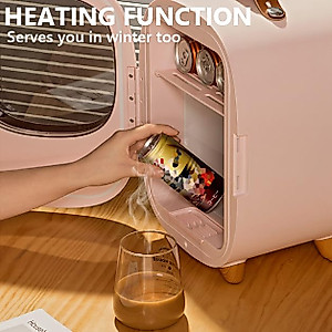 MegLob 8L Retro Mini Refrigerator, Personal Desktop Skin Care Product Beauty Fridge, Vehicle-Mounted 8*330Ml Cans Beverage Freezer, Breast Milk Cosmetics Insulin Medicine Cooler-With Viewing Window,Wh