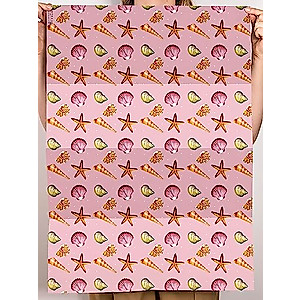 CENTRAL 23 - Pink Wrapping Paper - Trendy Gift Wrap for Female - Shells and Starfish - Beach Theme - Hen Do Birthday - Recyclable