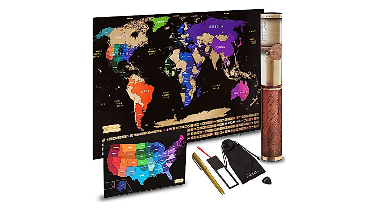 Scratch Off World Map and USA Travel Poster | Adventure Wall Art