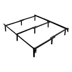 Zinus No Assembly Metal Box Spring / 7.5 Inch White Mattress Foundation/Sturdy Metal Structure, Split King & Compack Metal 7 Inch Support Bed Frame for Box Spring and Mattress Set, Black, King