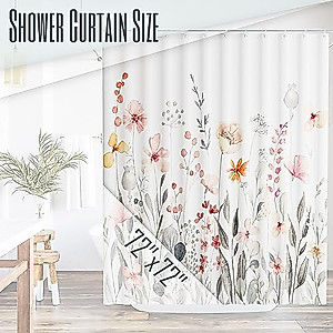 KIBAGA Beautiful Floral Shower Curtain for Your Bathroom - A Stylish 72" x 72" Curtain That Fits Perfect to Every Bath Decor - Ideal to Brighten Up Your Cute Botanical Bathroom at Home with Plants