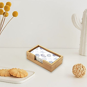 Bamboo Napkin Holder Rectangular, 9.5" x 5.5" x 2.5", Wood Guest Towel Tray, Toilet Tank Tray, Wooden Paper Towels Holder for Kitchen/Bathroom Countertop