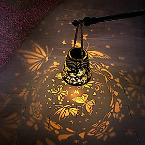 Outdoor Solar Lights Waterproof Party Garden Decor Lights Burtterfly Hanging Solar Lanterns Outdoor Waterproof Light Patio Decor Metal Gardening Gifts for Women