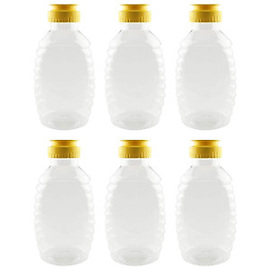 JCBIZ 6pcs Clear Squeeze Honey Bottle Honey Container Dispenser 154x78mm Portable Food Packaging PET Sealed Can for Liquid Products