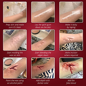 Dress-Up-America Halloween Makeup Kit - Face and Body Wax, Latex and Fake Blood Costume Face Paint Set - SFX Realistic Bloody Halloween Makeup Set for Teens and Adults