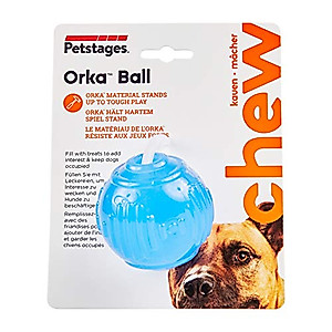 Petstages Orka Tennis Ball Treat-Dispensing Dog Chew Toy, Blue