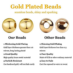 PH PandaHall 648pcs 8mm Blue Glass Beads 300pcs 4mm 14K Gold Plated Beads Long-Lasting Round Smooth Spacer Bead Seamless Loose Ball Beads for Summer Hawaii Stackable Necklace Bracelet Earring Making