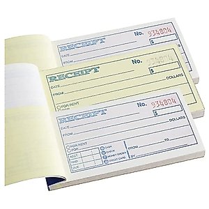 1InTheOffice Money and Rent Receipt, 2-3/4 x 5-3/8 Inches, 2-Parts, Carbonless, White/Canary, 50 Sets per Book (3 Books)
