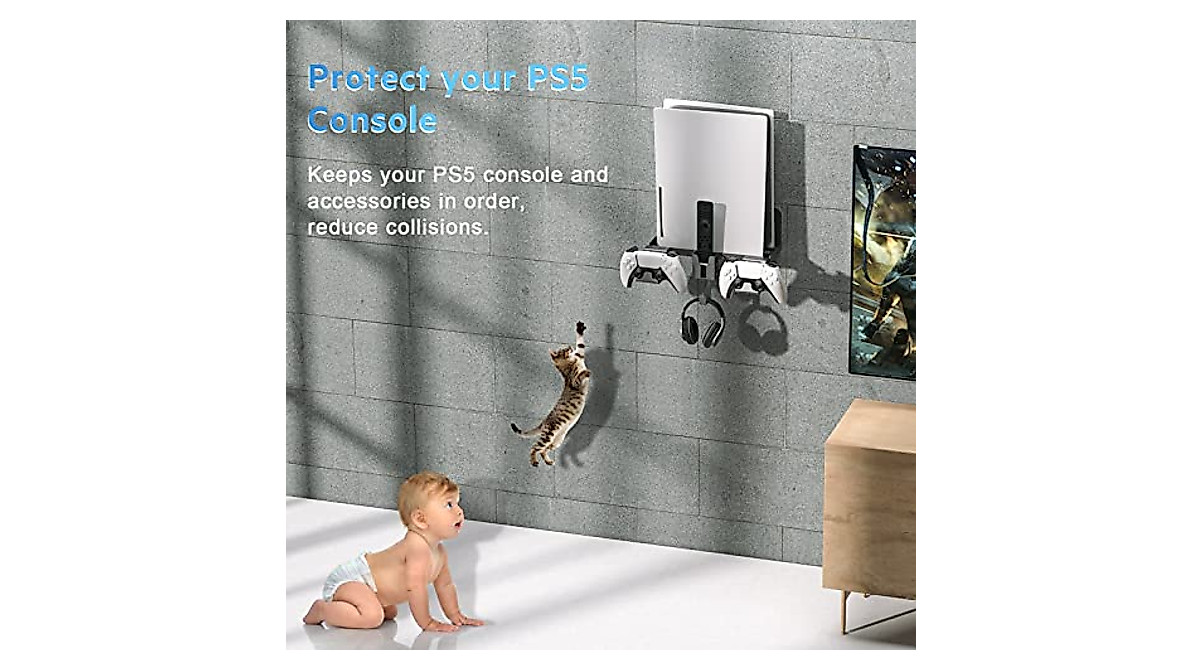 Allnice PS5 Wall Mount, 5 IN 1 Playstation 5 Wall Mount (Disc and ...