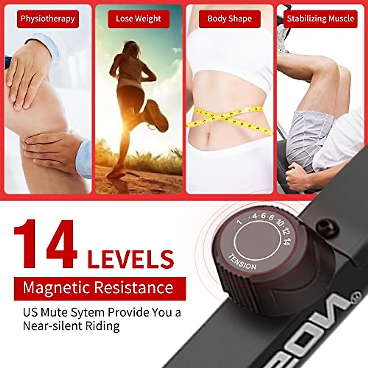 HARISON Exercise bike Stationary with 2 in 1 Table Holder, Magnetic Upright Bike Indoor Cycling Bike for Home 350 lbs Capacity (Wider Seat)