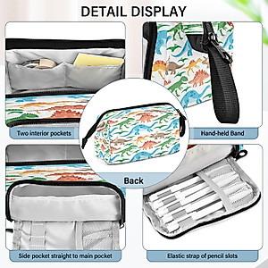 DEHOZO Portable Pencil Case Pen Bag with Zipper, Dinosaurs Dino Animals Large Pencil Pouch Pen Case Stationery Bag for Office School Student, Multifunctional Pen Box for Girl Boy Men Women