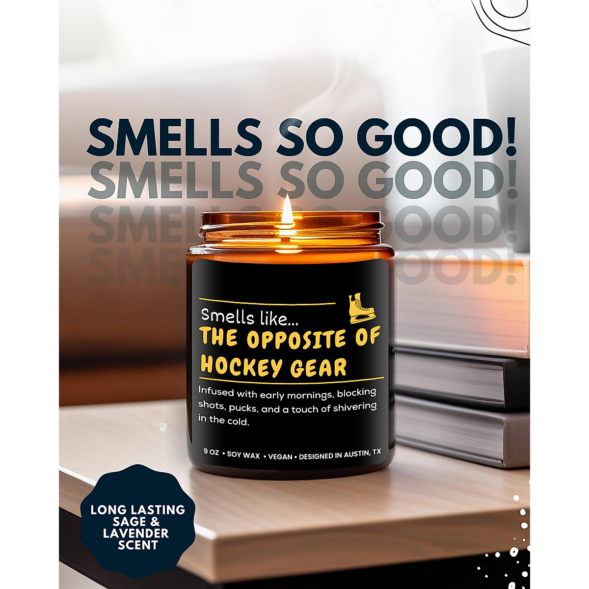 Hockey Candle, Funny Hockey Gifts for Hockey Lovers, Hockey Mom Gifts for Women, Gifts for Hockey Players, Long-Lasting Scent, Gift Ready