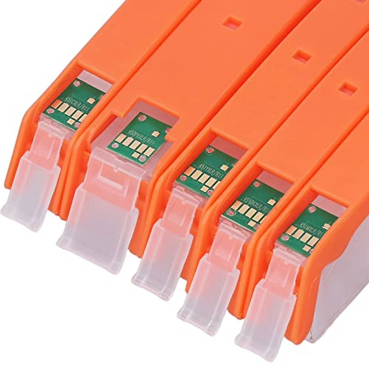 FTVOGUE 5Pcs Ink Cartridge Reusable Smoothly Ink Output PGBK BK C M Y Printer Cartridge for Test Papers Documents (350-351)